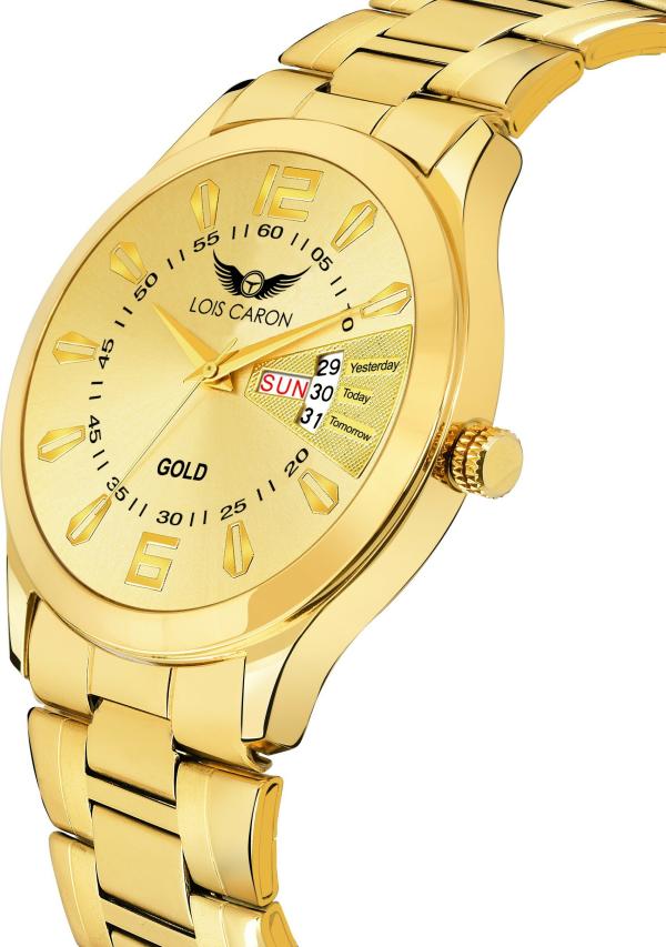 LOIS CARON LCS-8404 ORIGINAL GOLD PLATED DAY & DATE FUNCTIONING Analog ...