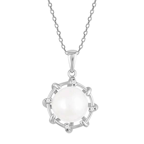 Giva Sterling Silver Pearl World Pendant With Link Chain For Women ...