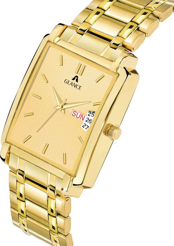 Aglance Analog Gold Dial Gold Strap Watch For Men (1506YM02) - JioMart