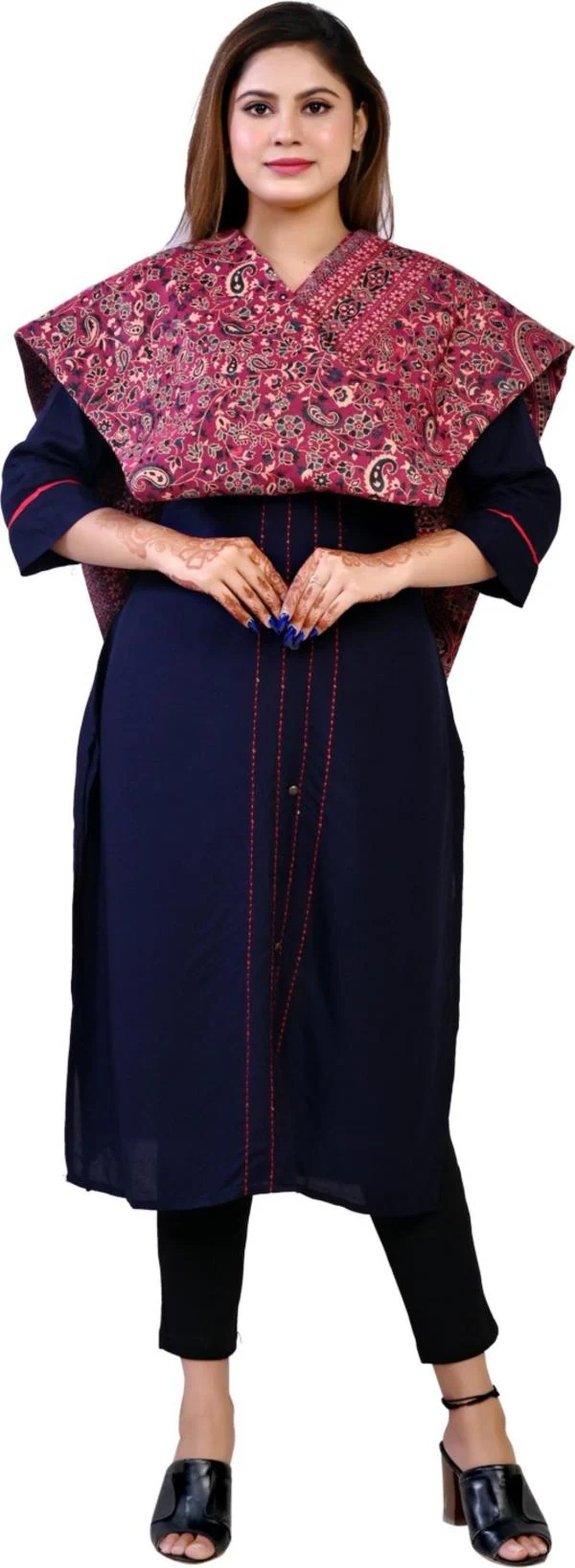 FusFus Women Pink Floral Print Acrylic Shawl - Free Size - JioMart