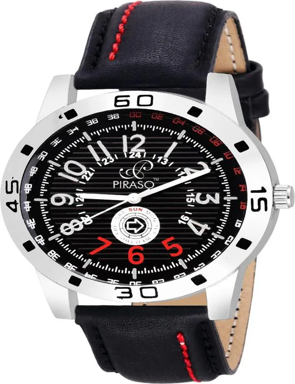 PIRASO Analog Black Dial Black Strap Watch for Men - JioMart