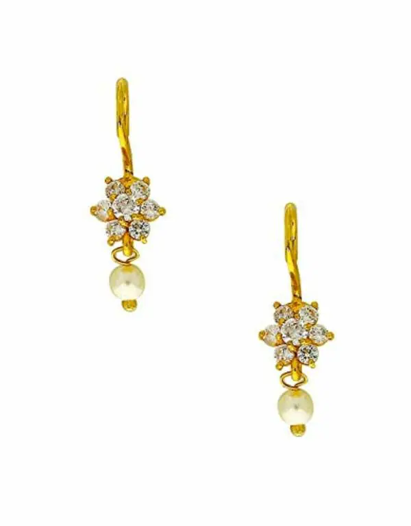 Anuradha Art Jewellery Gold Plated Traditional Bugadi Clip On Earrings White (Women) - JioMart