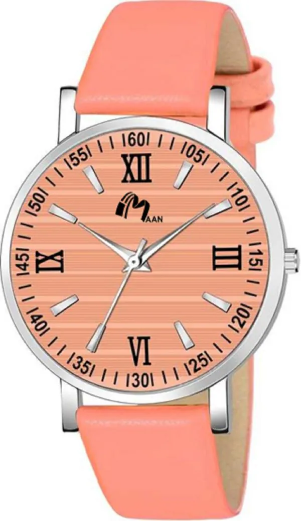 Maan International Analog Wrist Watch Peach Dial Peach Strap for Women ...