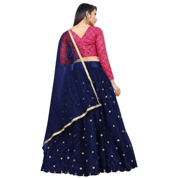 Dealfab net semi stitch lehenga choli For Women(diva goli blue pink ...