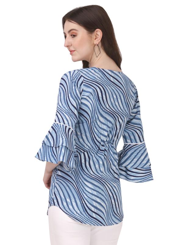 ZELZIS Women Crepe Stripe Blue Tunic Top - JioMart