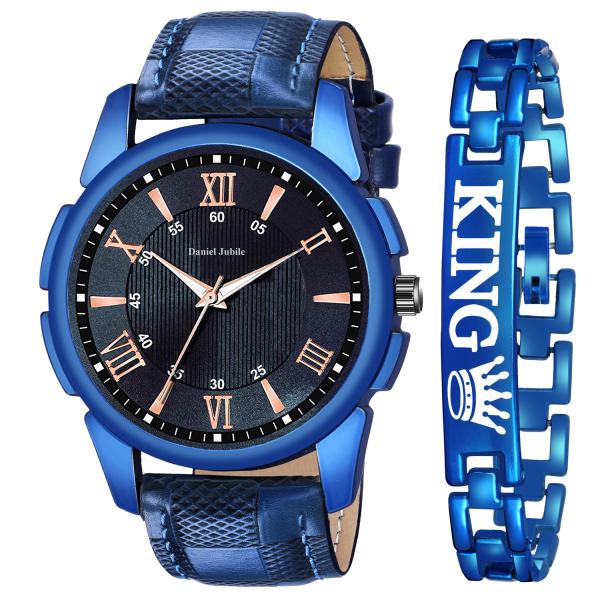 Daniel Jubile Analog Men101 With King Bracelet Black Dial Blue Leather ...