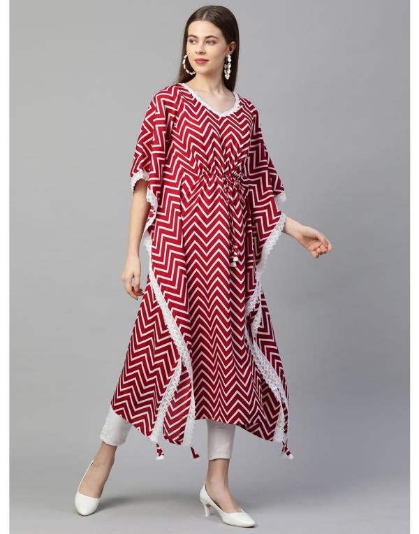 GoSriKi Women's Red Kaftan Kurta - JioMart