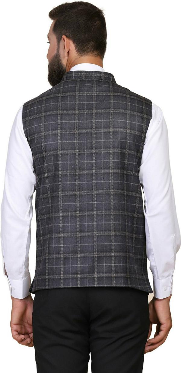 Tahvo Men Grey Checkered Tweed Nehru Jacket (40) - JioMart