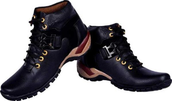 DLS Men Black Synthetic Leather Boots - JioMart
