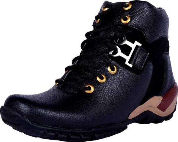 DLS Men Black Synthetic Leather Boots - JioMart