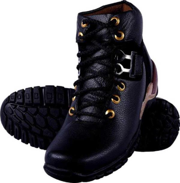 DLS Men Black Synthetic Leather Boots - JioMart