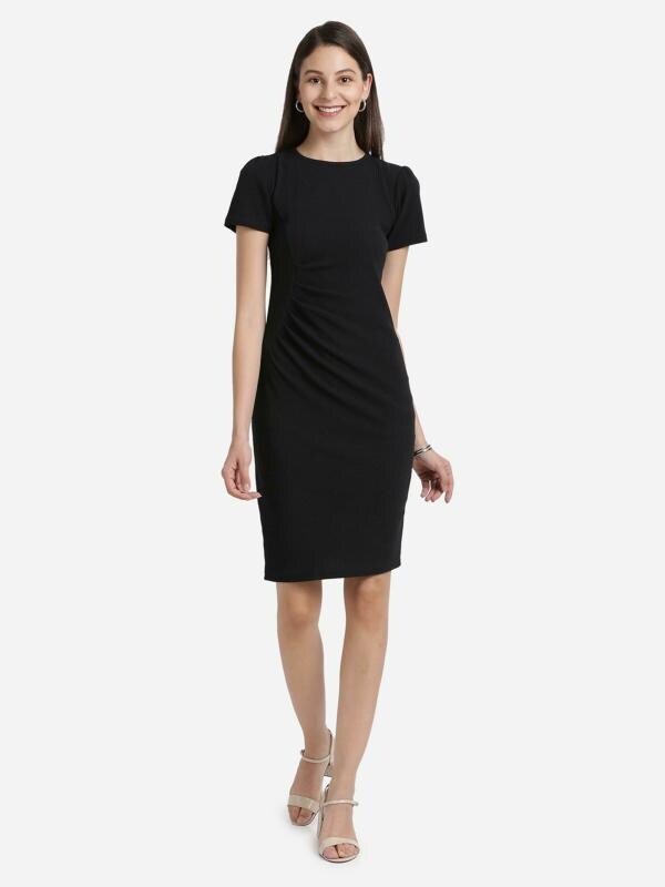 Women Black Solid Polyester Dress (XL) - JioMart