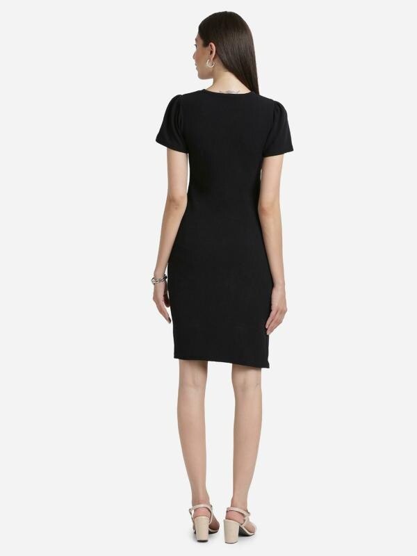 Women Black Solid Polyester Dress (XL) - JioMart