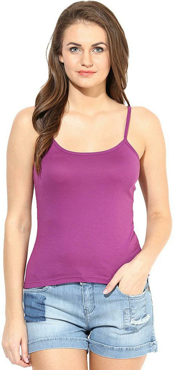 Espresso Purple Solid Cotton Blend Single Camisole And Slips - JioMart