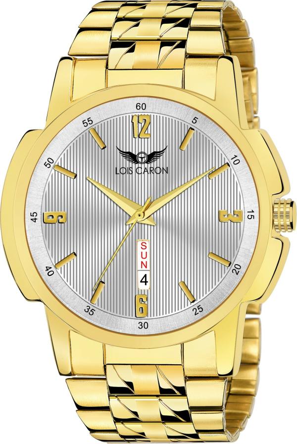 LOIS CARON LCS-8481 ORIGINAL GOLD PLATED DAY & DATE FUNCTIONING Analog ...