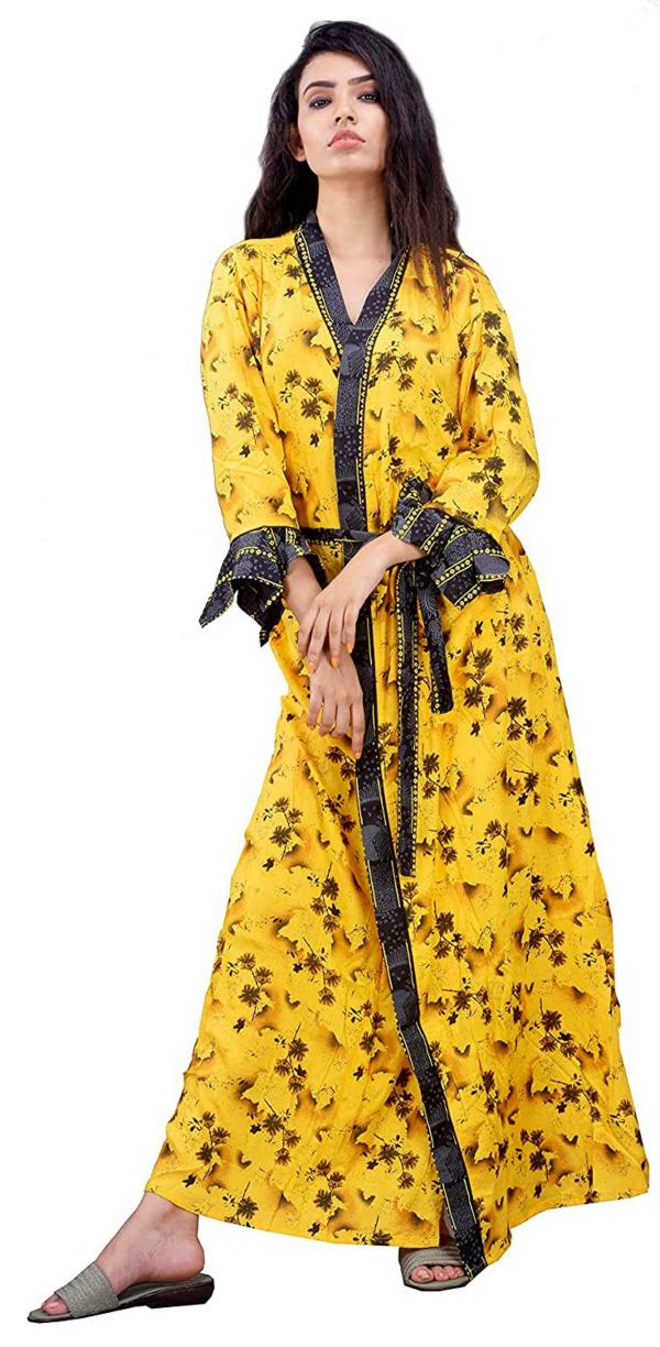 CLYMAA Women Yellow Satin Robe - JioMart