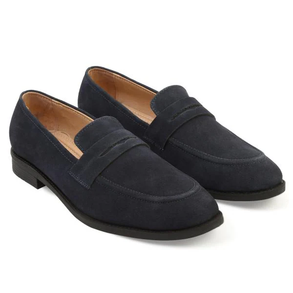 MONKS & KNIGHTS Federal Blue Suede Leather Loafer For Men Moccasin ...