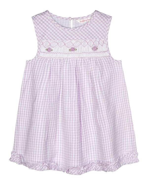 Budding Bees Baby Girls Embroidered Check Dress - JioMart