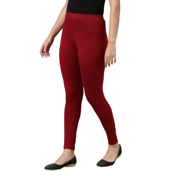 Go Colors Women Red Solid Stretch Leggings - JioMart