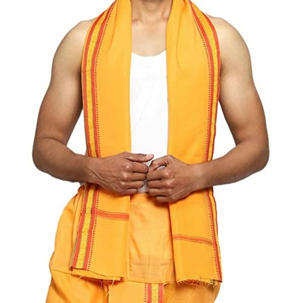 Rameshwaram Fabrics Men Yellow Silk Dhoti and Dupatta - JioMart