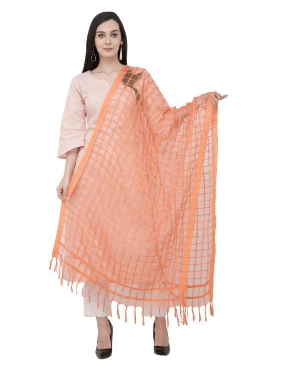 A R Silk Cotton square Regular Dupatta Color Peach Dupatta/Chunni - JioMart