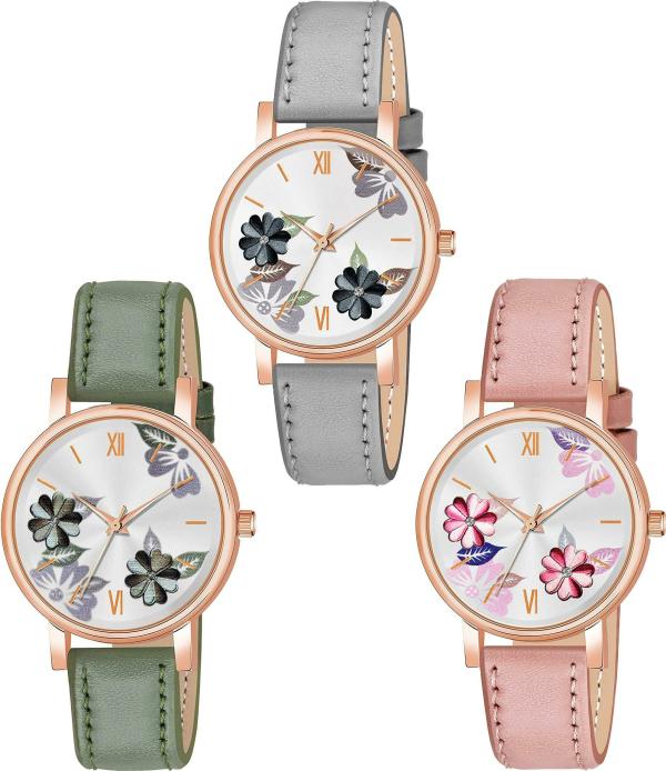 Just Like Stylish Analog Multicolor Dial Black Strap Watch for Women ...