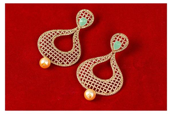 Jfl - Jewellery For Less Gold Plated Jali Pattern Stone And Lcd Diamond ...