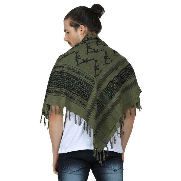 AXOLOTL Pure Cotton Afghani Shemagh Commando Scarf (101x101 cm) Olive ...