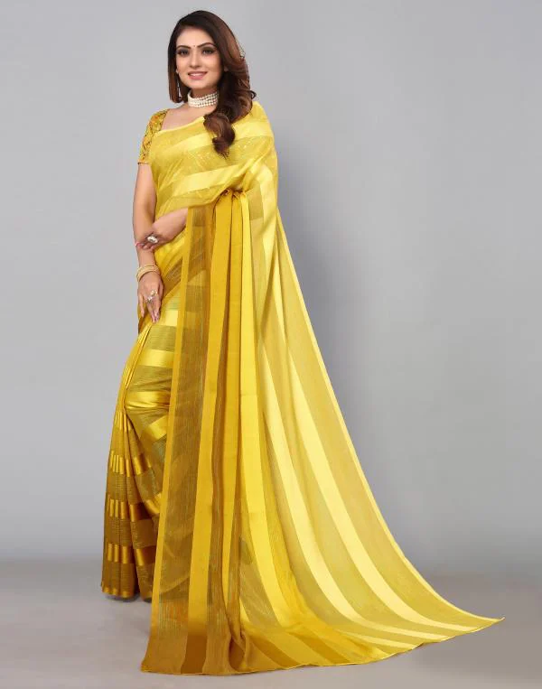 Siril Georgette Yellow Color Saree with Blouse piece | sarees for Women ...