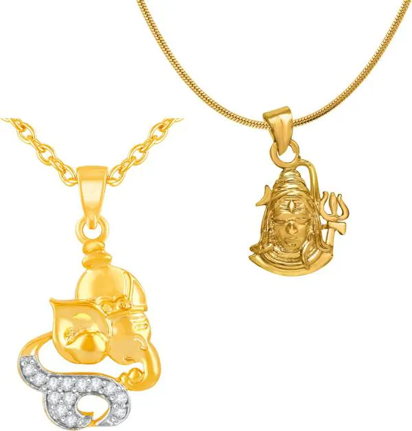 Mahi Gold-Plated Alloy Shivji And Ganpati Bappa Pendant For Women ...