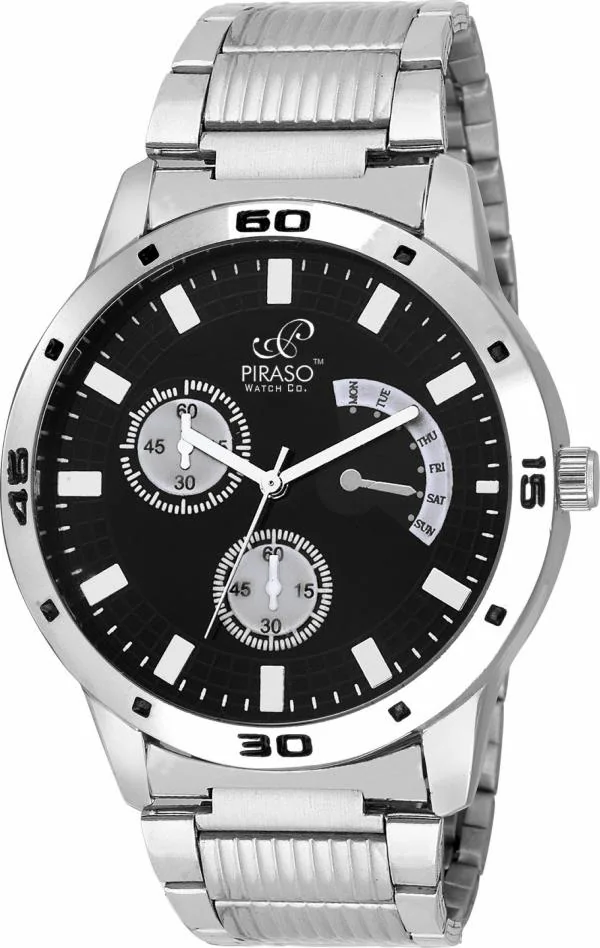 PIRASO DECKER Analog Black Dial Silver Strap Watch for Men - JioMart