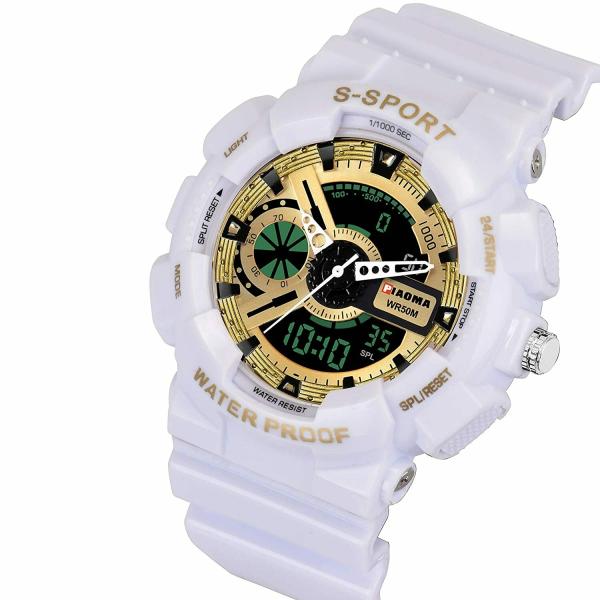 Piaoma WS9094-5 Analog-Digital Military Full White Sports Fully ...