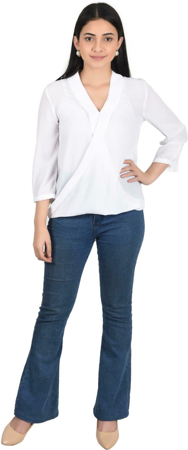 SALETI Women White Solid Cotton Blend Tops (XL) l womens top l tops for ...