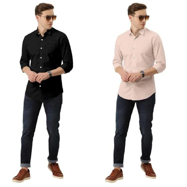 Fashionaex MEN'S STYLIST COTTON PLAIN FORMAL COMBO SHIRT - JioMart