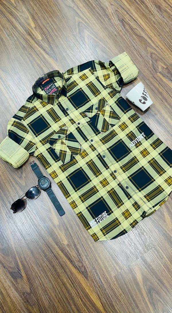 The Hell Driver Men Checkered Casual Yellow Color Check Shirt For men ...