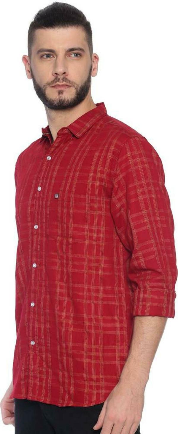 STREET JUMP Men Red and Gold Checkered Pure Cotton Shirt - XL - JioMart