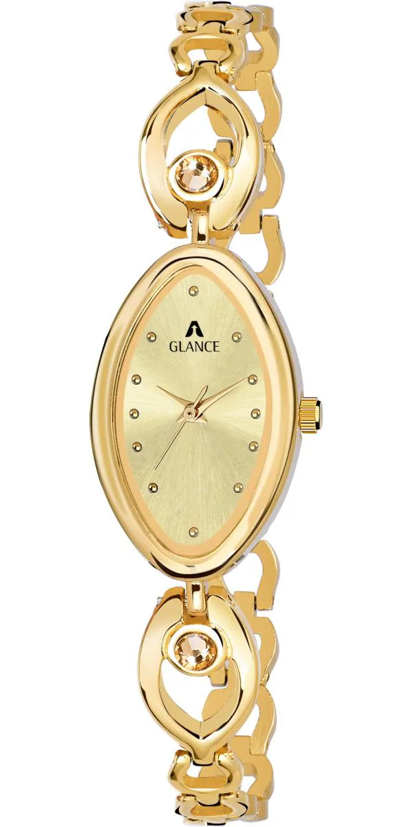 Aglance Analog Gold Dial Gold Strap Watch for Women - JioMart