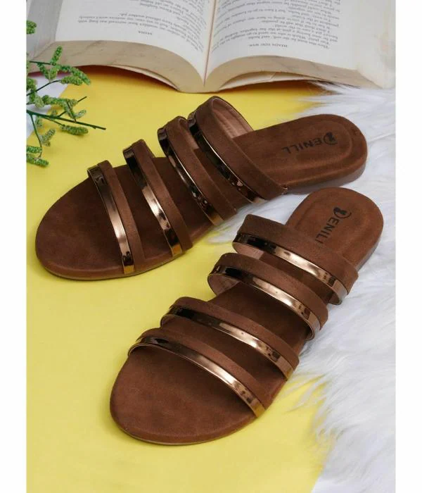 Denill Brown Flat Sandals for Women - JioMart