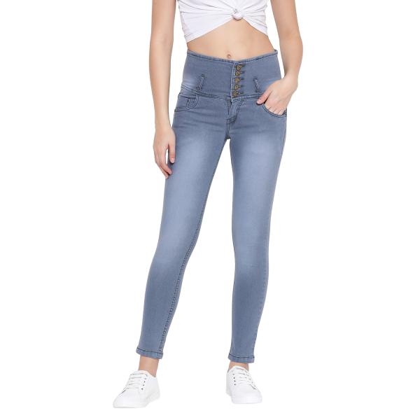 Ben Martin Women's 5 Button High Waist Skinny fit Grey Jeans - JioMart