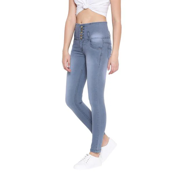 Ben Martin Women's 5 Button High Waist Skinny fit Grey Jeans - JioMart