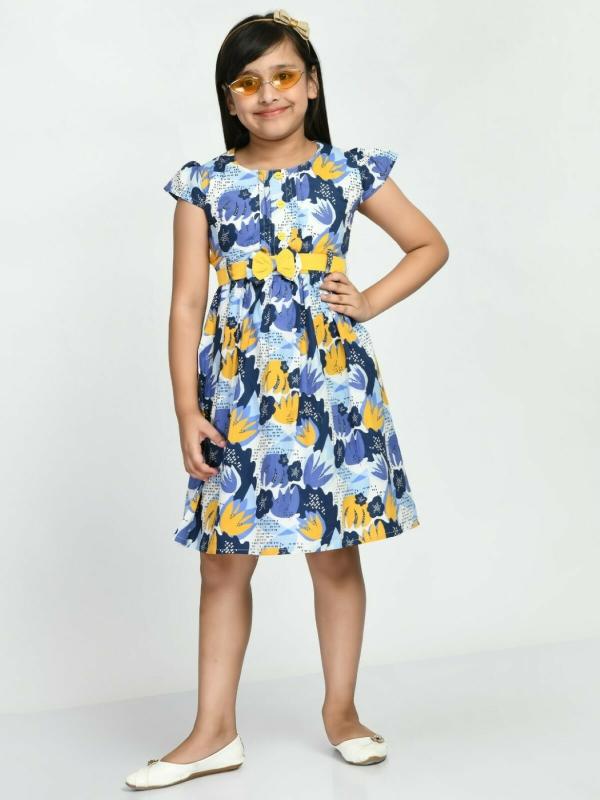 Bella Moda Girls Printed Floral casual Dress - JioMart
