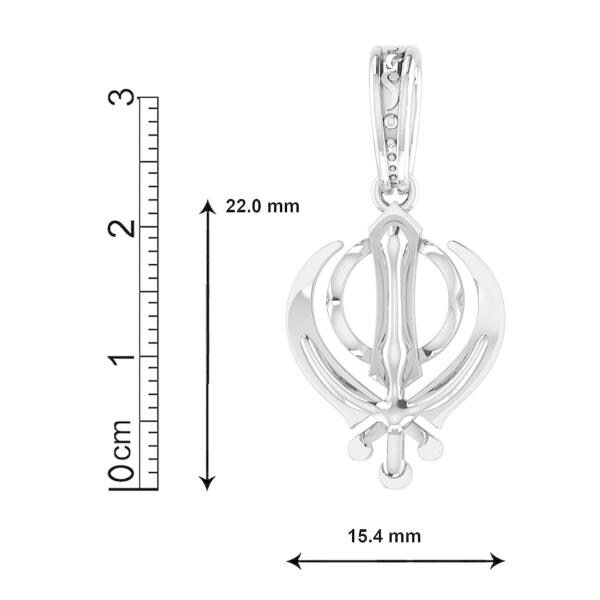 Akshat Sapphire Pure Silver God Sikh Khanda Pendant With Chain Suitable ...