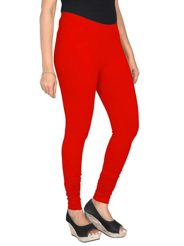 Alphabet Women Saffron Red Solid Cotton Leggings (M) - JioMart