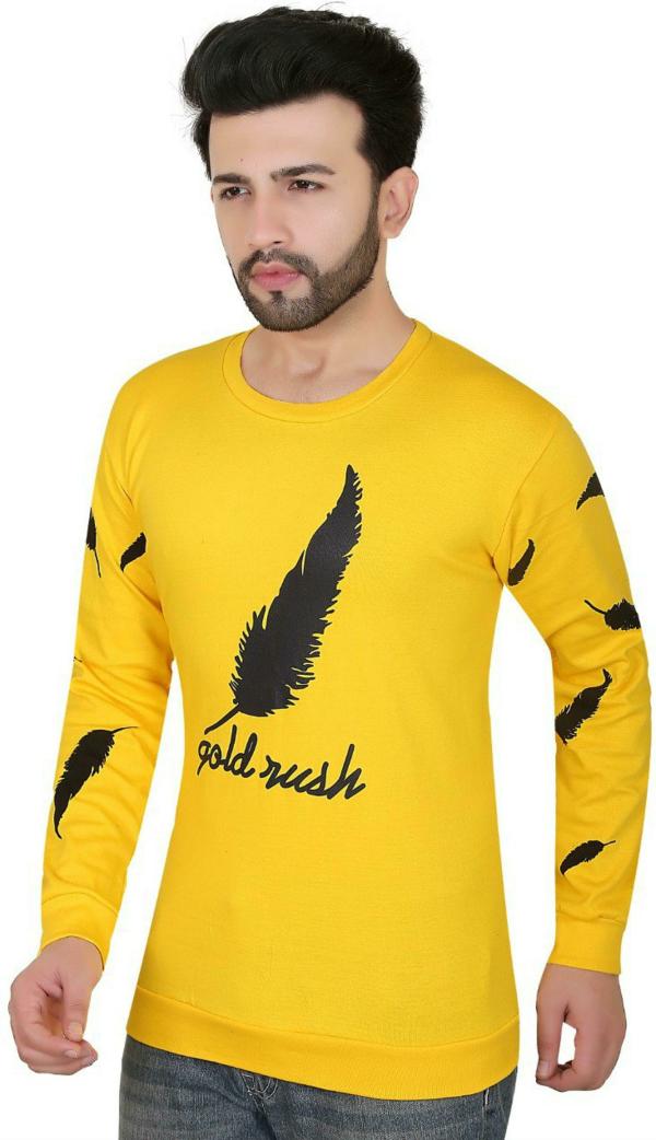 RDS GARMENT HUB Men Yellow Cotton Blend Printed Tshirt (M) - JioMart