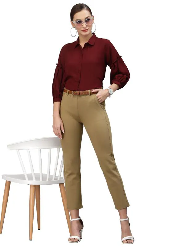 Style Quotient Women Maroon Solid Smart Formal Shirt - JioMart