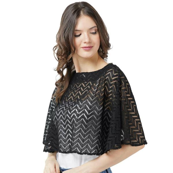 PepTrends Women Black Cropped net Cape - S - JioMart