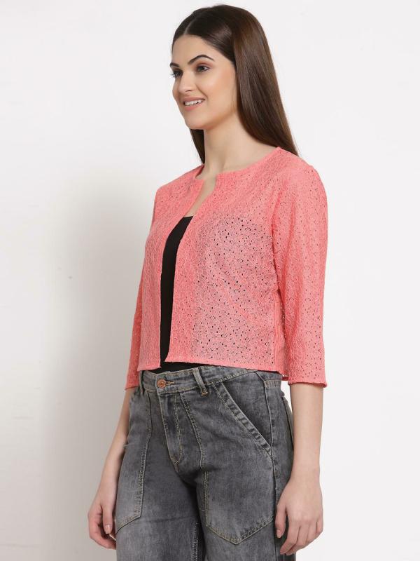 Style Quotient Women Coral Pink Crop Shrug - JioMart