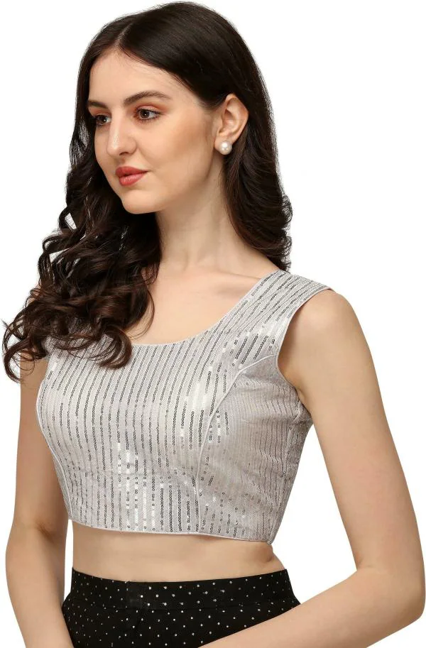Fabviva Women Silver Embroidered Georgette Blouse - JioMart