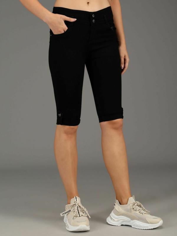 Women 2 Button Denim jeans capri - JioMart