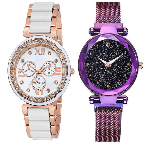 Crispy Analog Multicolor Dial Multicolor Strap Watch For Women (Pack of ...